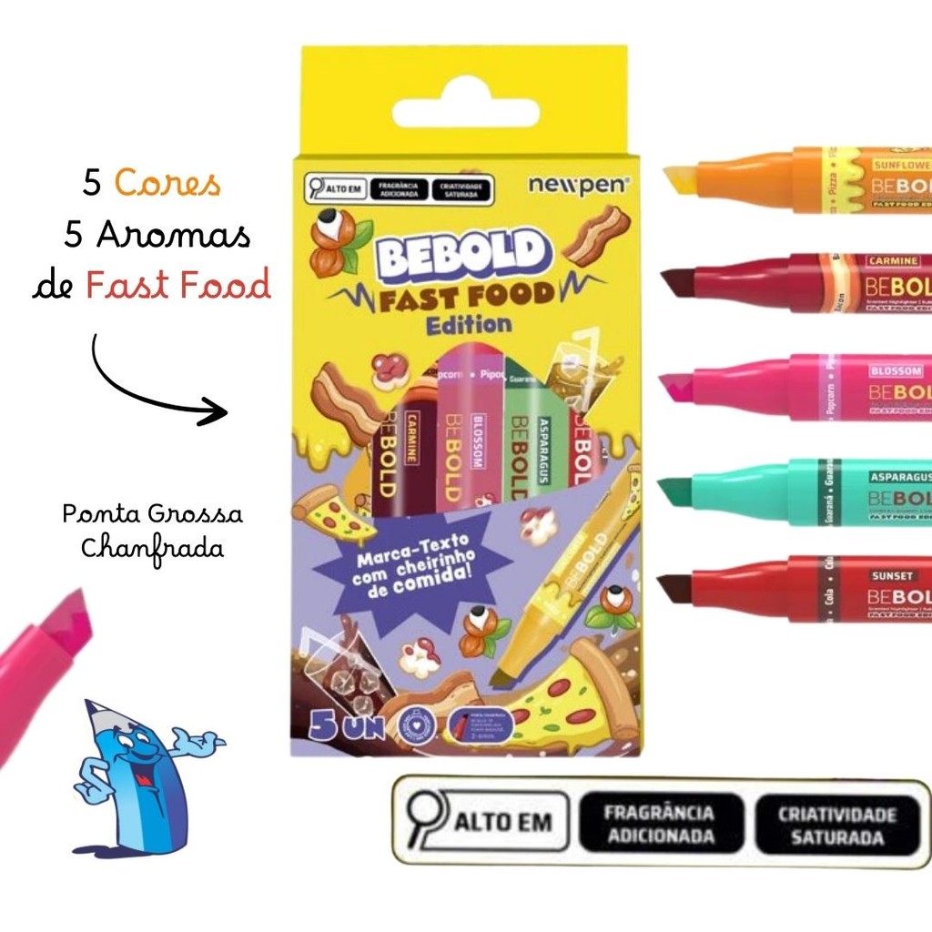 KIT 5 MARCA TEXTO BE BOLD FAST FOOD COM CHEIRINHO DE COMIDA PONTA MAIS ...