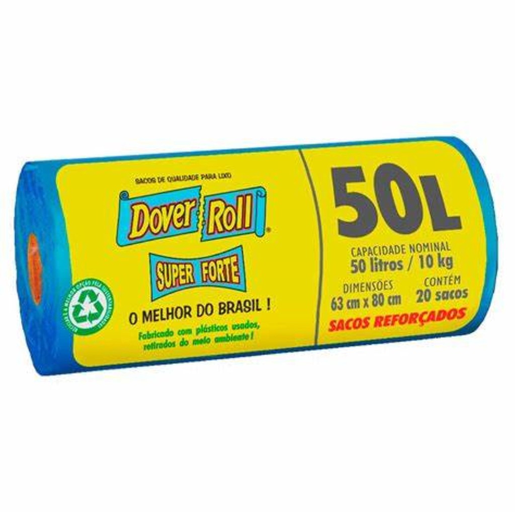 DOVER ROLL SACO P/ LIXO SUPER FORTE AZUL ROLO 50L | Shopee Brasil