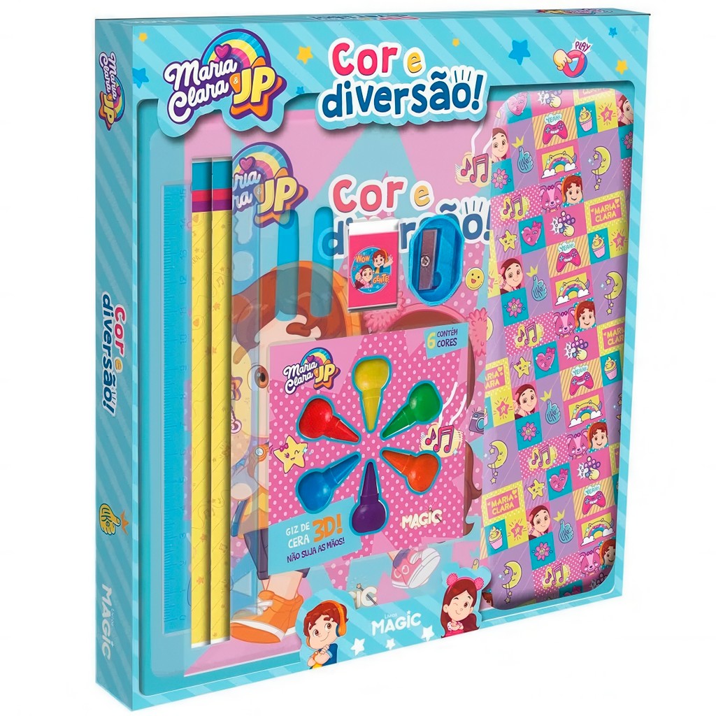 Livro Maria Clara e JP Cor e Diversão Kit de Lápis Grafite Giz de Cera ...
