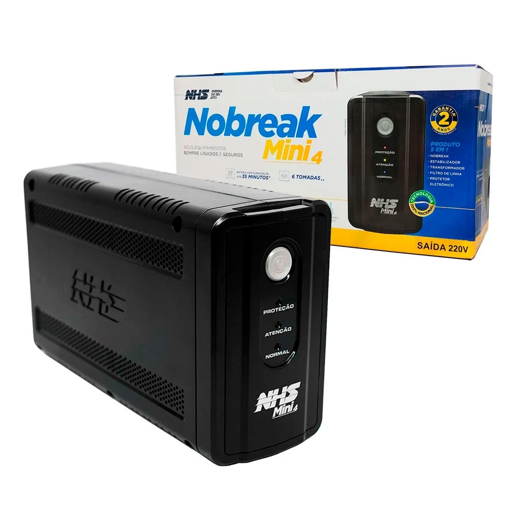 Nobreak NHS Mini 4 90.B1.007101 Entrada Bivolt Saída 220V (700VA/b.7Ah ...