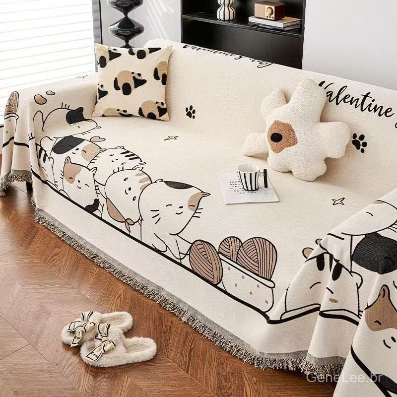 [Venda Quente da Loja] Capa de Sofá Estilo Ins, Capa de Sofá de Cartão Fofo, Capa Completa de ...