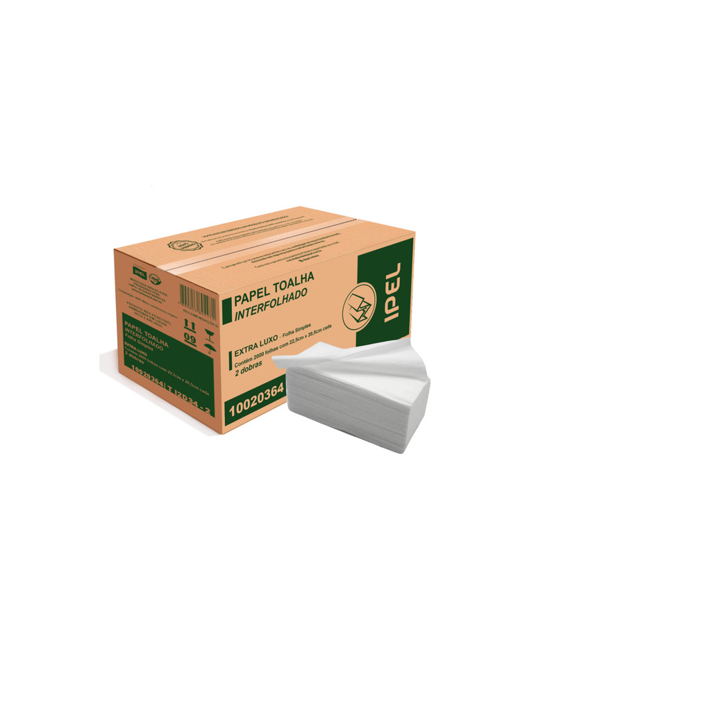 Papel Toalha Interfolha Folha Dupla 22,5x20,5cm Luxo 2000 Folhas Ipel ...