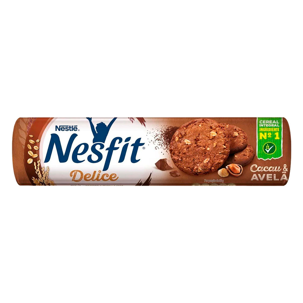 Biscoito integral cacau e avelã 140g - Nesfit | Shopee Brasil