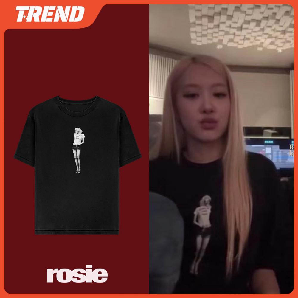 KPOP BLACKPINK ROSE ROSIE Merch Camiseta De Algodão Plus Size Moda ...