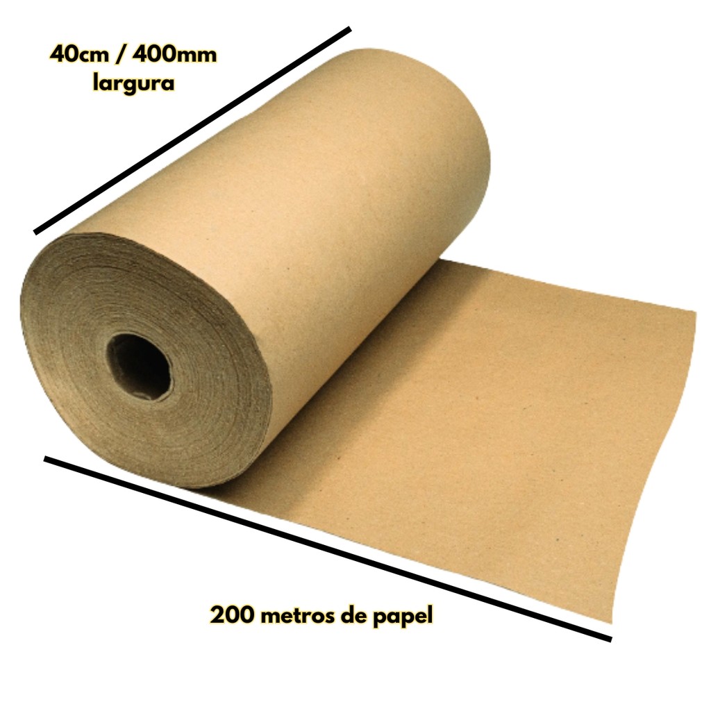Bobina Rolo de Papel Pardo Semi Kraft 40cm "7 kilos" 200 metros 80gr ...