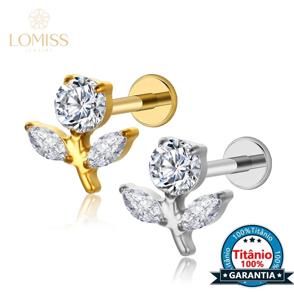 Piercing Helix Tragus Conch Labret Titânio Flor Zircônia Cravejada | Shopee Brasil