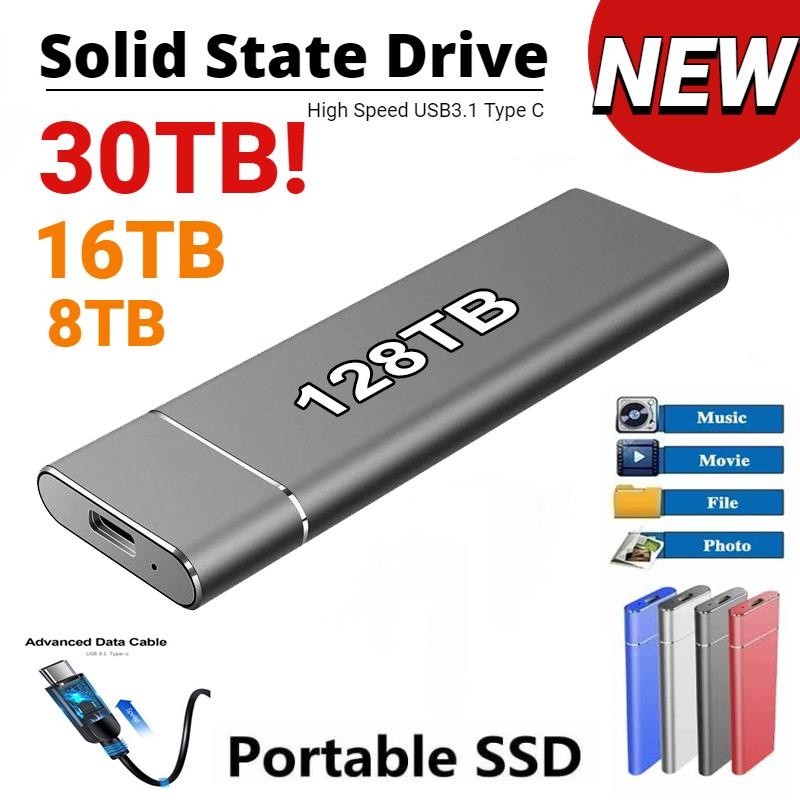 Alta Velocidade 128TB SSD Portátil Externo 2TB 8TB 16TB 30TB 60TB Disco Rígido De Estado Sólido ...