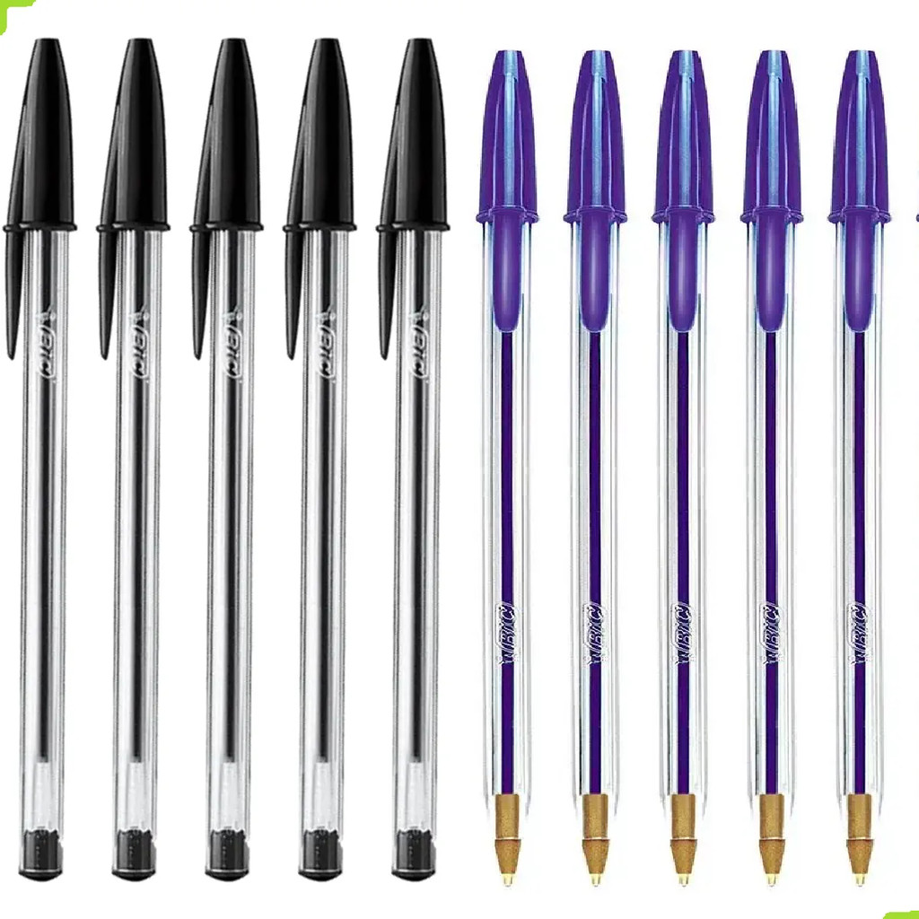 Caneta Bic Cristal Kit Com 10 Canetas Bic Azul l Preta l 20 canetas Cristal Esferográfica 1.0 ...