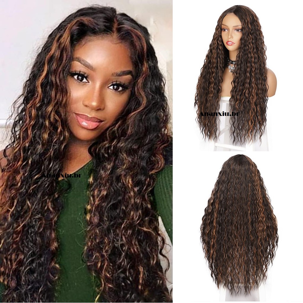 14 Perucas femininas preta lace cabelo humano cacheado natural peruca ...