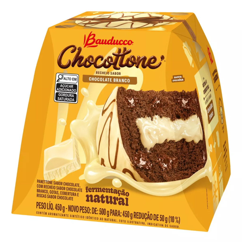 Chocotone Maxi Chocolate Branco Com Cobertura Bauducco 450g | Shopee Brasil