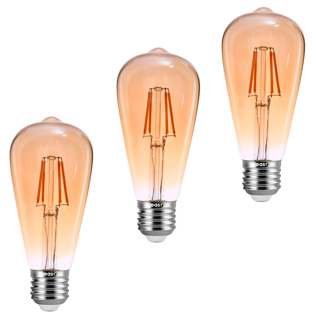 Kit 3 Lampadas Led ST64 Ambar 8w 2400k E27 110v/220v Easy | Shopee Brasil