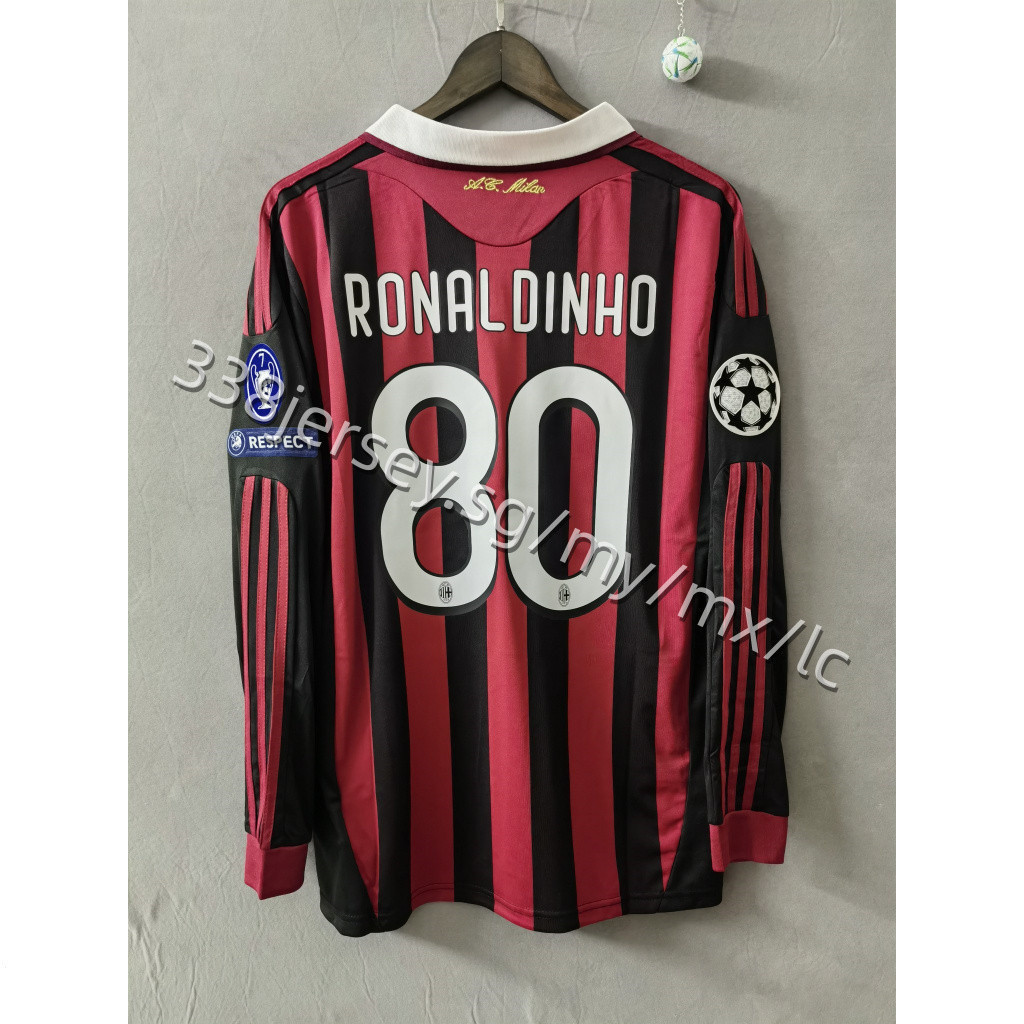 09-10 AC Milan house Manga Longa Ronaldo-injastorage retro Futebol s-2xl Camiseta - Escorrega o ...