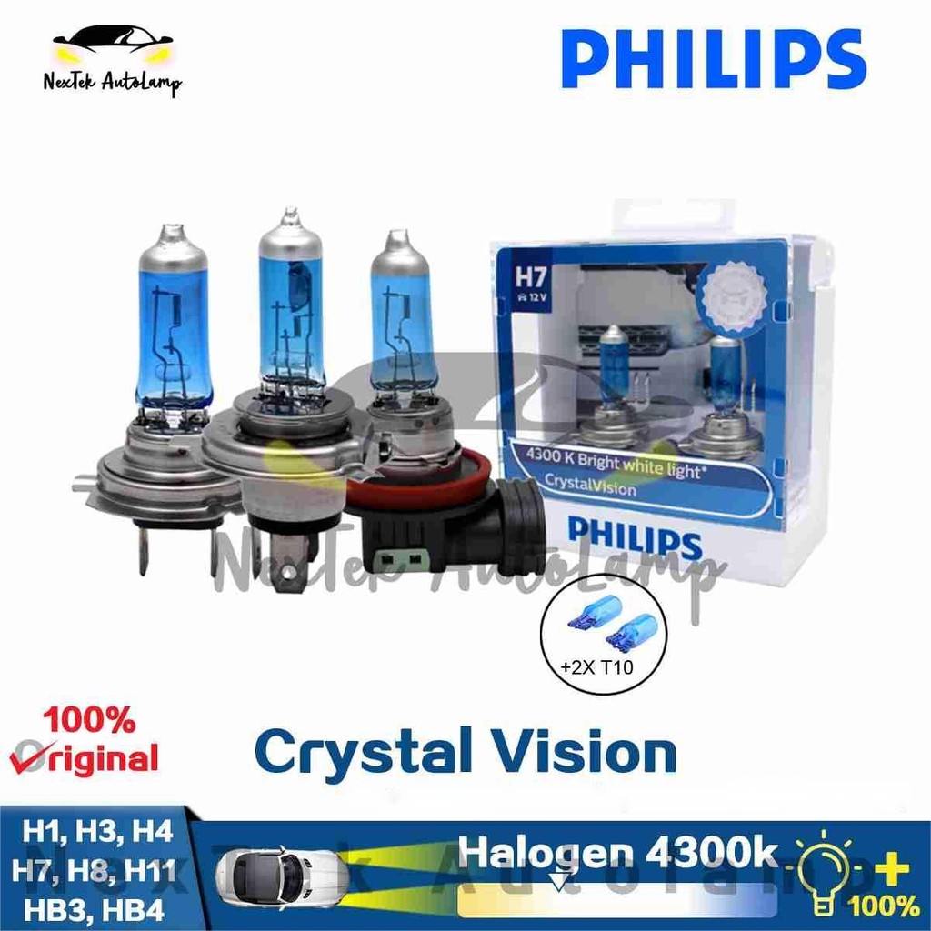 Philips Crystal Vision H1 H3 H4 H7 H11 HB3 HB4 12V 4300K Lâmpadas ...