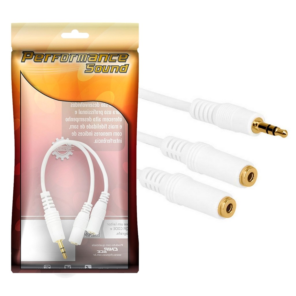 Cabo P2 Stereo Para 2x J2 Stereo 15cm Ponta Gold Audio Performance Sound Branco | Shopee Brasil