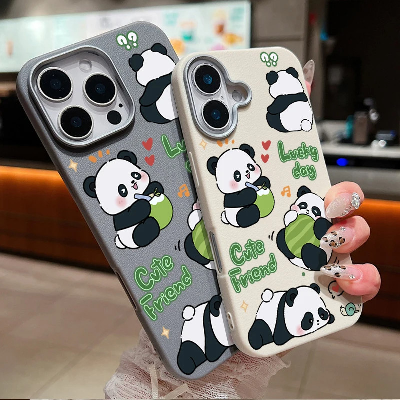 Capa Macia Com Textura De Couro Padrão De Panda Pequeno Fofo Para ...