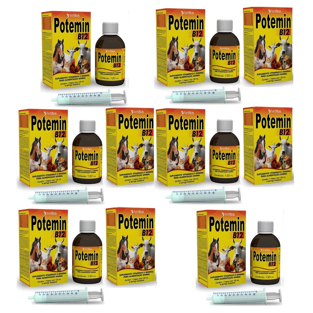 Kit 10x Potemin B12 VetBras 120 ml - Suplemento Vitamínico | Shopee Brasil