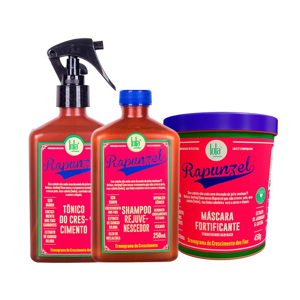 Kit Lola From Rio Rapunzel - Shampoo 250ml + Tônico 250ml + Máscara ...