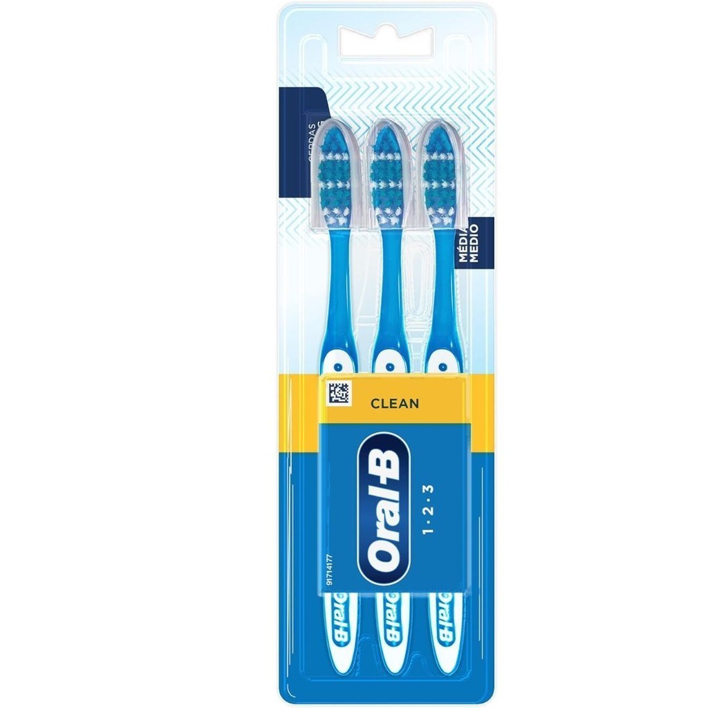 Oral-B Clean 123 Escovas Dental Média 3 Unidades | Shopee Brasil