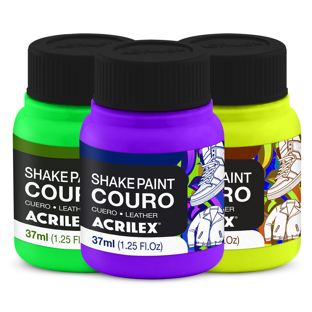 Kit 3x Shake Paint Couro Acrilex 37ml | Shopee Brasil