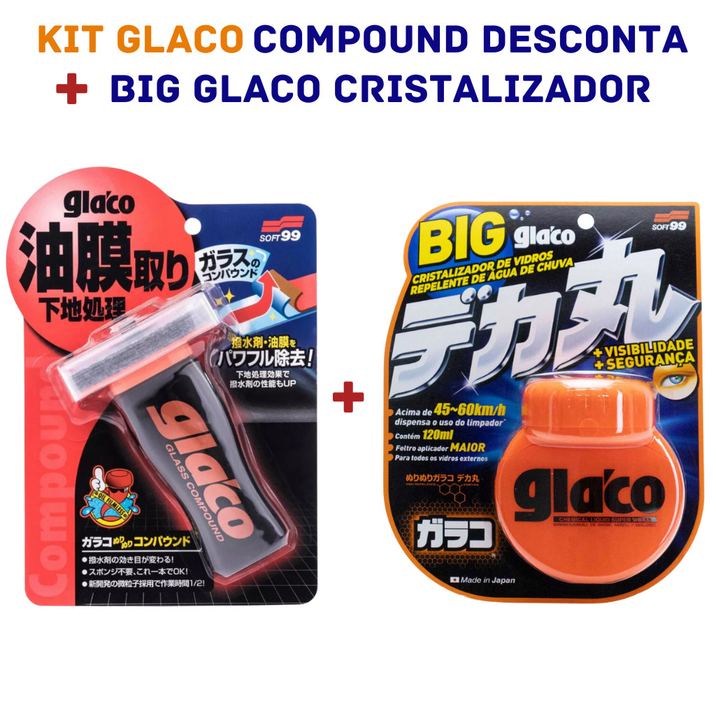 Glaco Compound e Big Cristalizador Vidros Glass 100ml Soft99 | Shopee ...