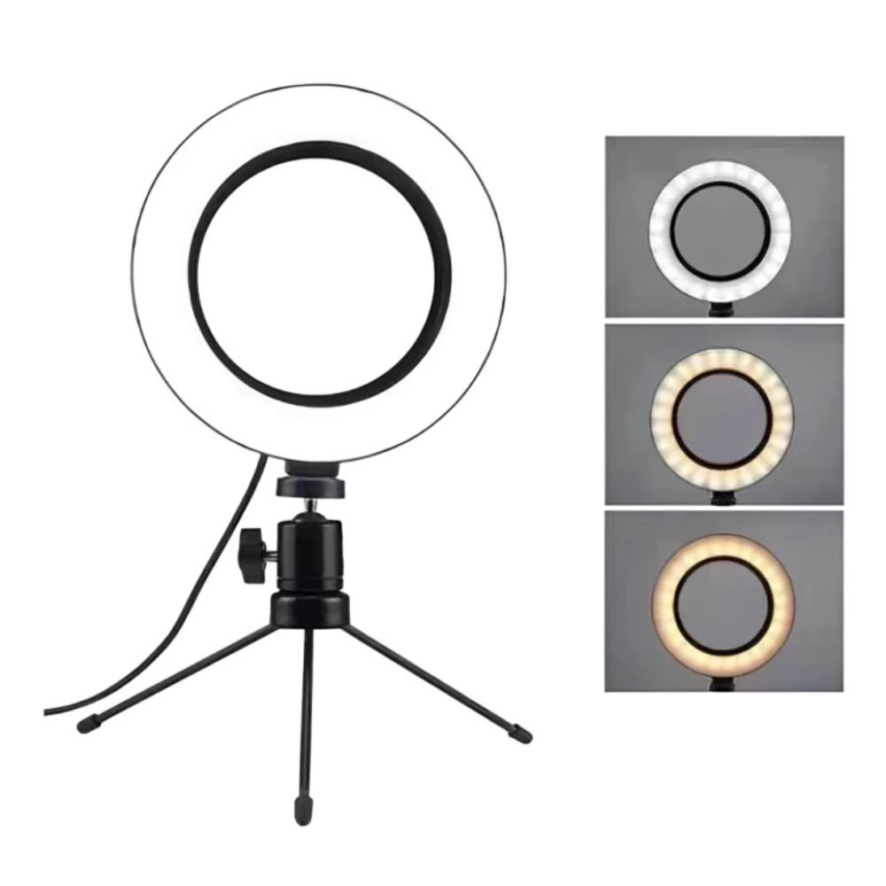 Ring Light Led Mesa Iluminador Pequena Tripé 6 Polegada 16cm | Shopee Brasil