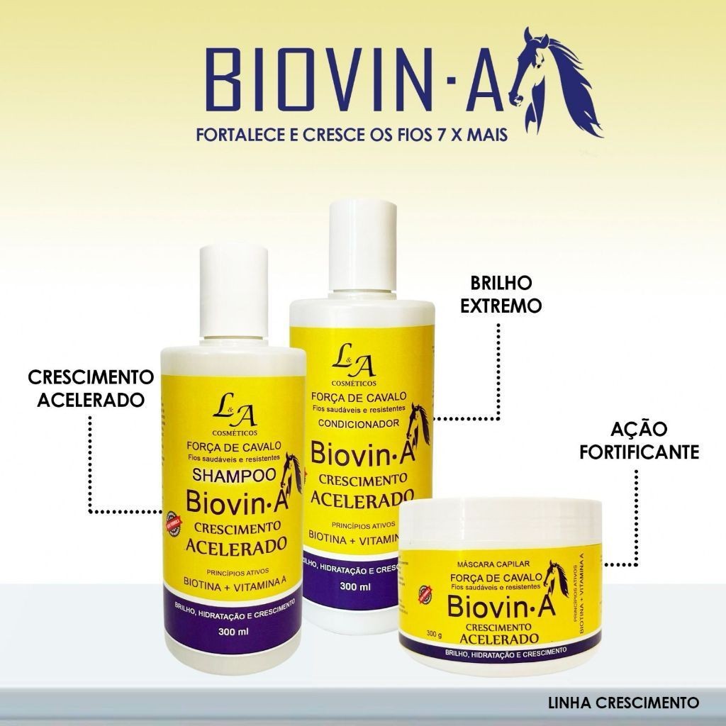 Kit Biovin A Crescimento Acelerado Capilar Força De Cavalo Hidratante ...