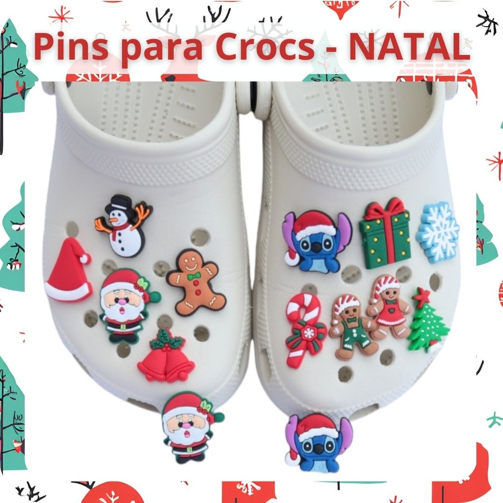 Kit Pins de Natal 5 Peças - Enfeites Bottons Pin Para Crocs / Babuche ...