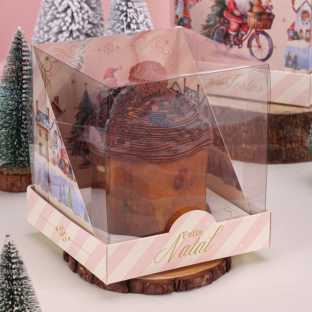 10 Caixa para Panetone 250g com Tampa de Acetato Neve 4277 (JANGO NATAL ...