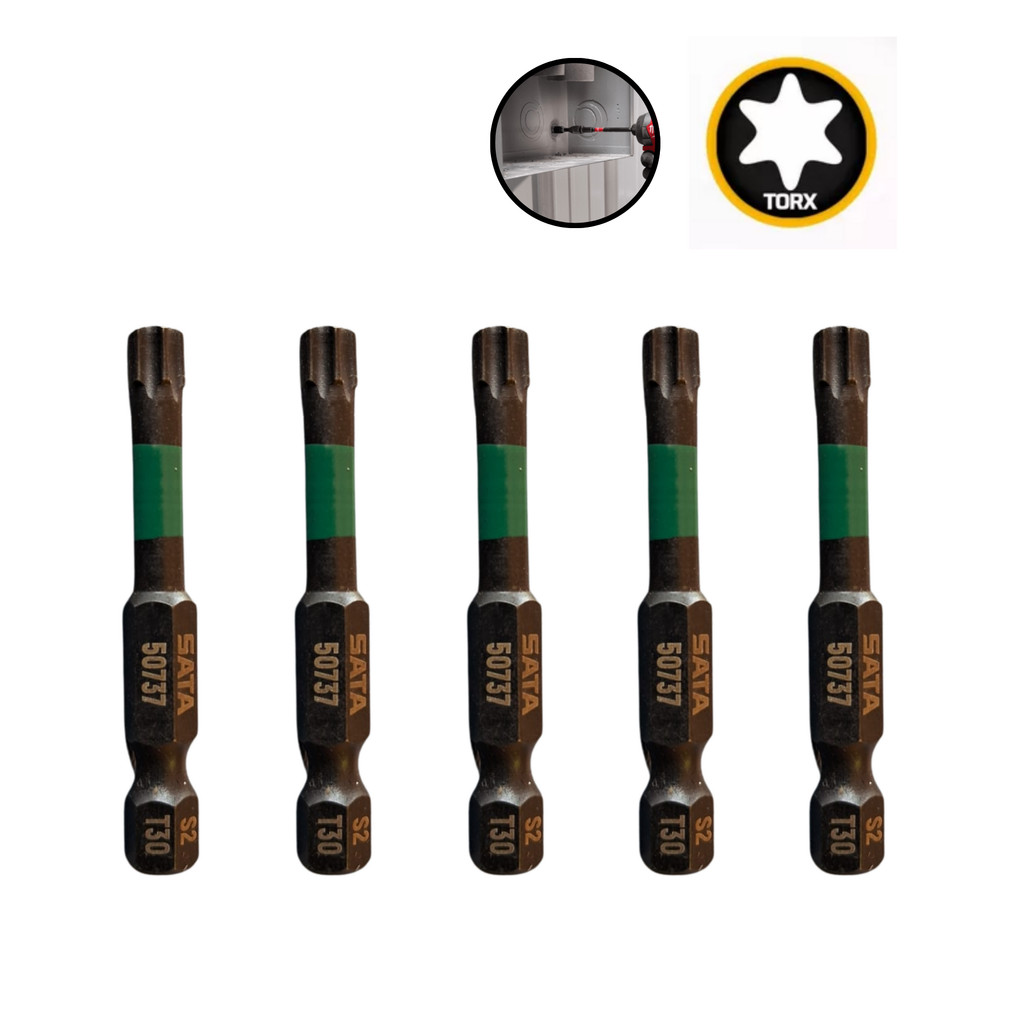 Ponteira Bits Impacto Torx T30 x 50mm Sata 5 Unidades | Shopee Brasil