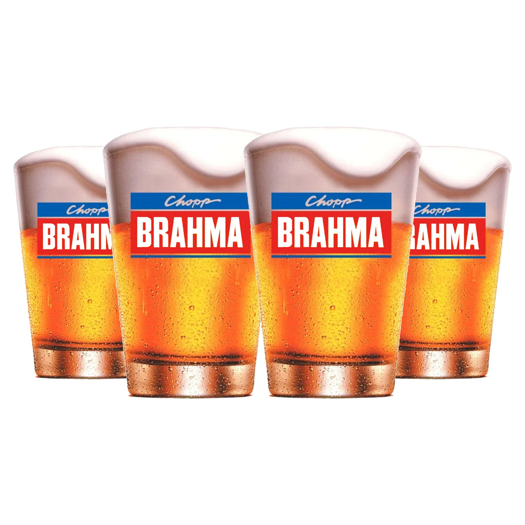 4 Copos Cerveja e Chopp Brahma em Vidro Caldereta 350ml Transparente Ambev Oficial | Shopee Brasil