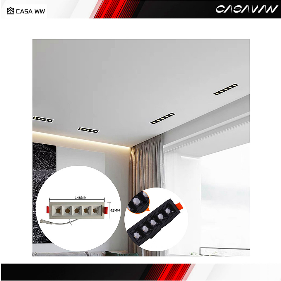 Spot 10W Preto Embutido Slim Spot Retangular Minimalista Led Downlight Linear Spot Linear Foco ...
