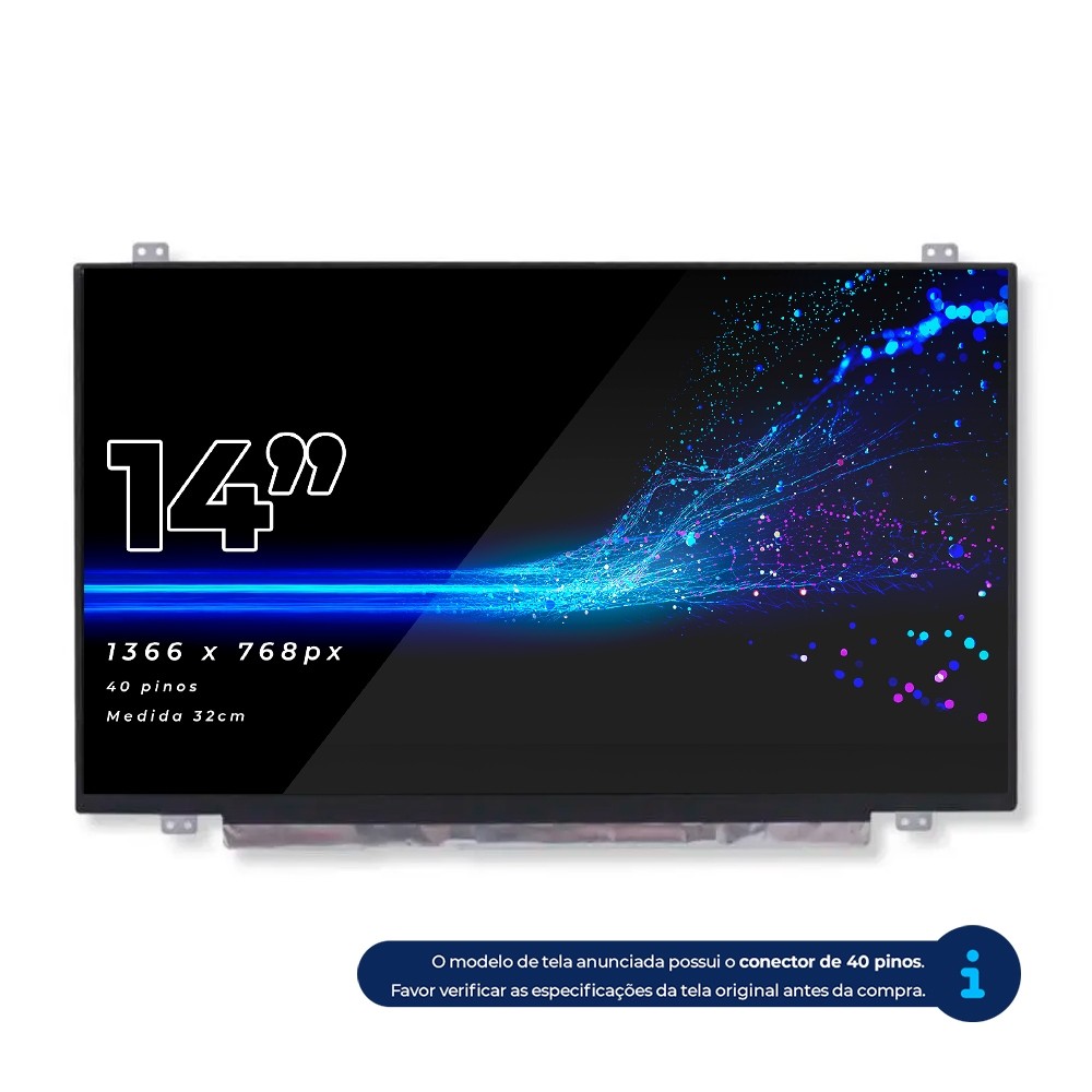 Tela 14" LED Slim Para Notebook Part Number M140NWR1 R0 | Brilhante | Shopee Brasil