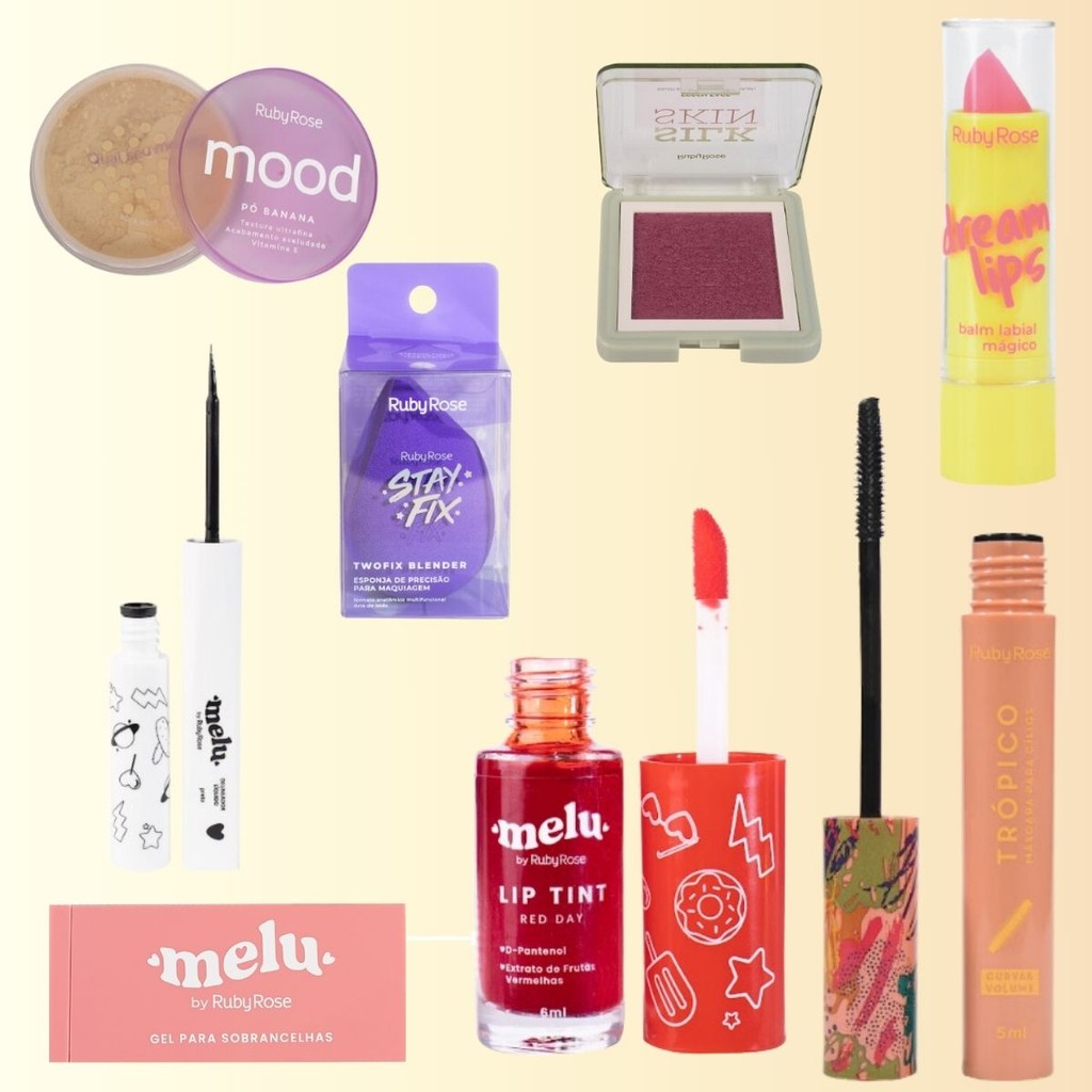 Kit de Maquiagem Essencial Melu e Ruby Rose Viral do Tik Tok | Shopee ...
