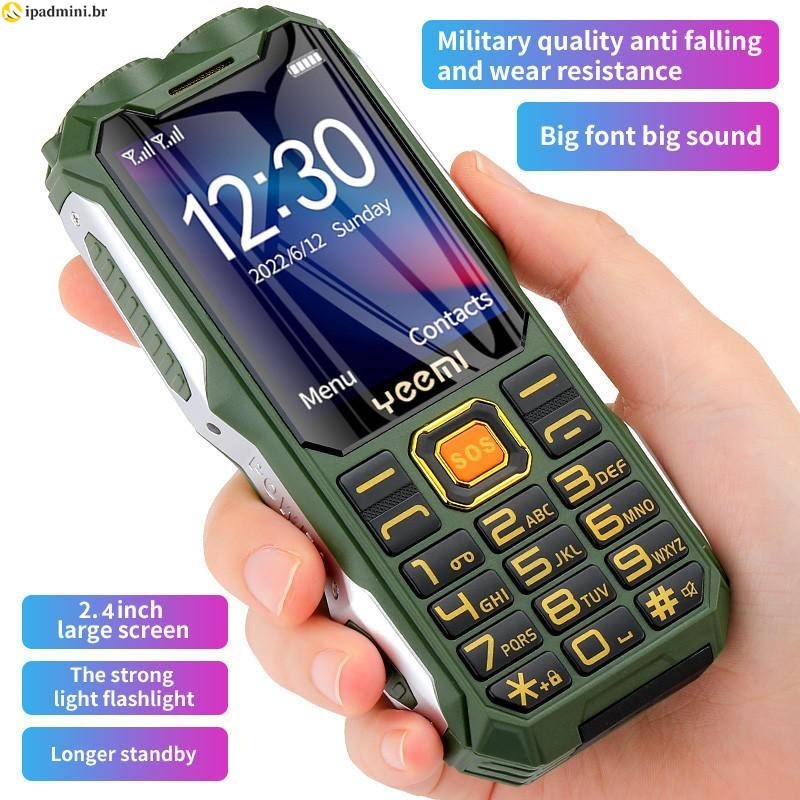 Q8 GSM 2G Robusto Celular Grande Bateria Dupla Lanterna Tela HD De 2,4 Polegadas Dual SIM ...