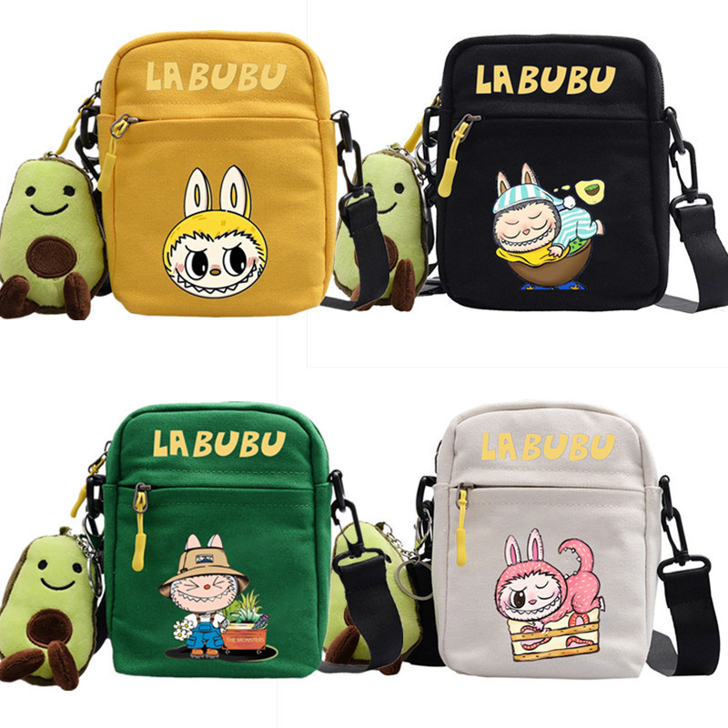 Labubu bolsa de lona labububu mercadoria pequena bolsa quadrada boneca ...