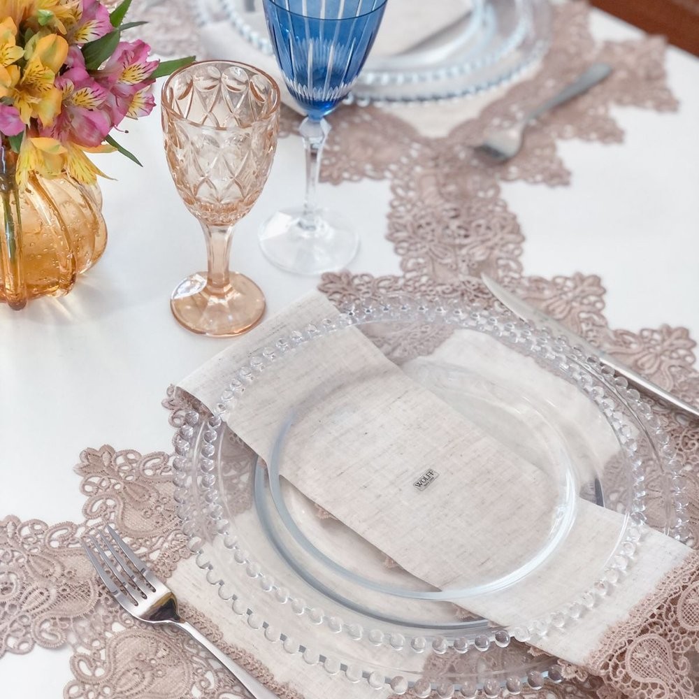 Kit Combo 6 Pratos Jantar + 6 Sousplat Pearl Wolff Transparente ...