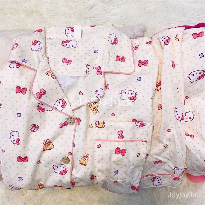 Conjunto de Pijamas de Manga Longa da Linda Hello Kitty para Mulheres ...