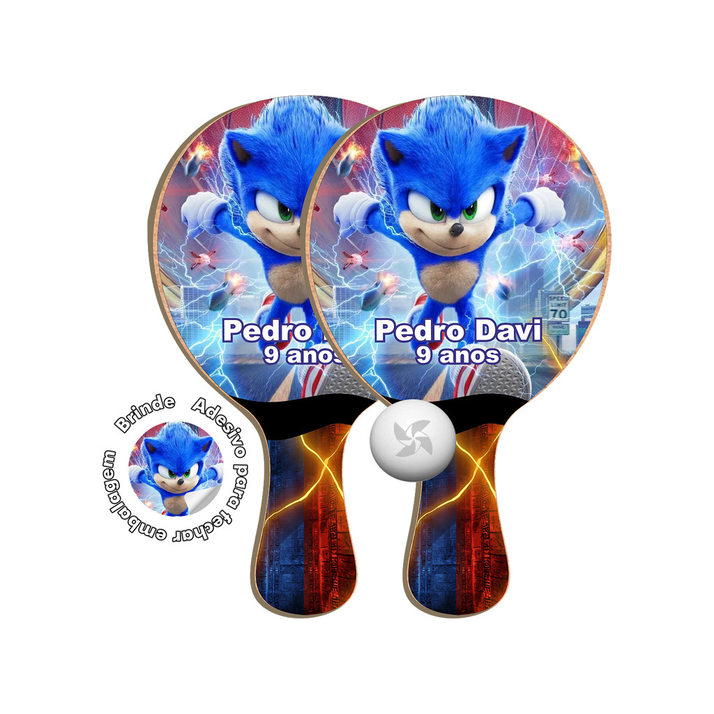 7/10/15/25 lembrancinha Kit Raquetes Ping Pong - Sonic | Shopee Brasil