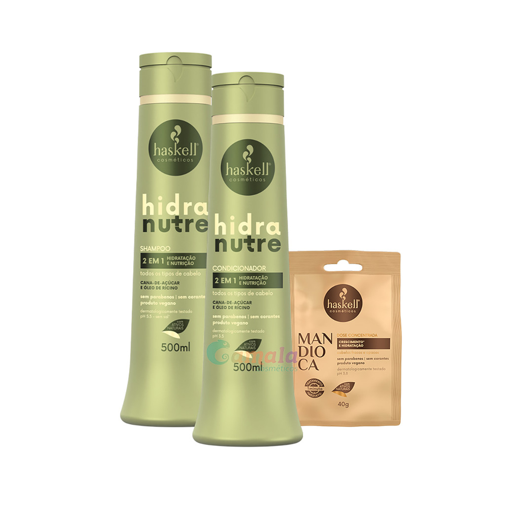 Kit Haskell Hidranutre Shampoo E Cond 500ml + Dose Mandioca | Shopee Brasil