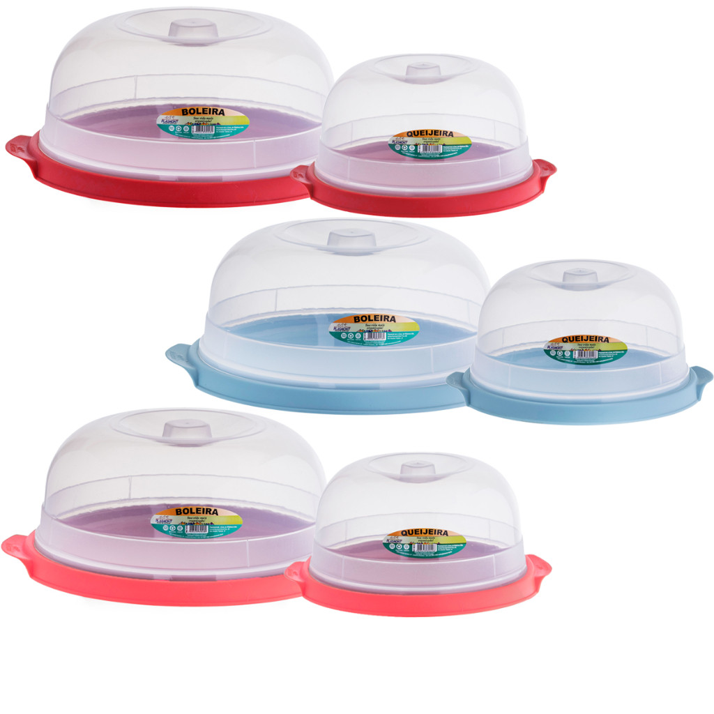 Kit Boleira + Queijeira C/Tampa Hermético Porta Bolo Para Cozinha ...