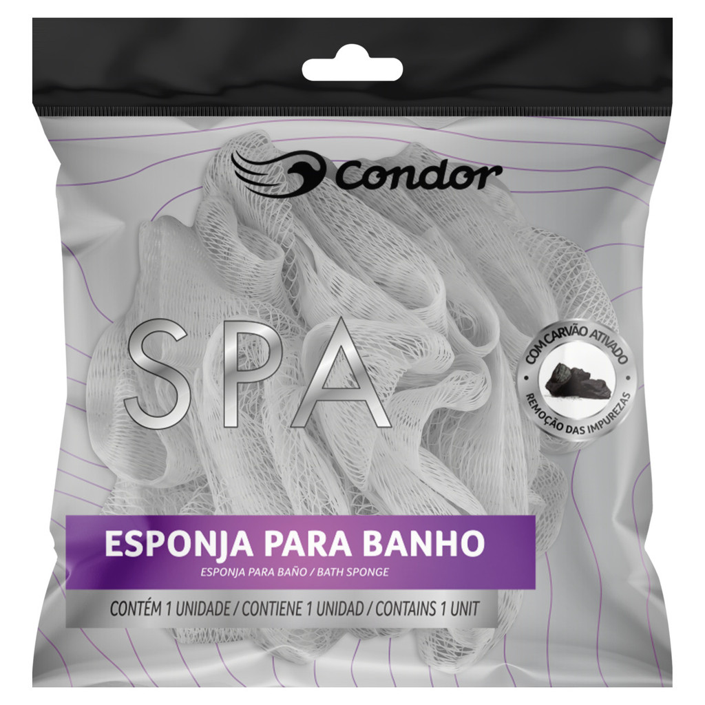 Esponja para Banho com Carvão Ativado Condor Spa | Shopee Brasil
