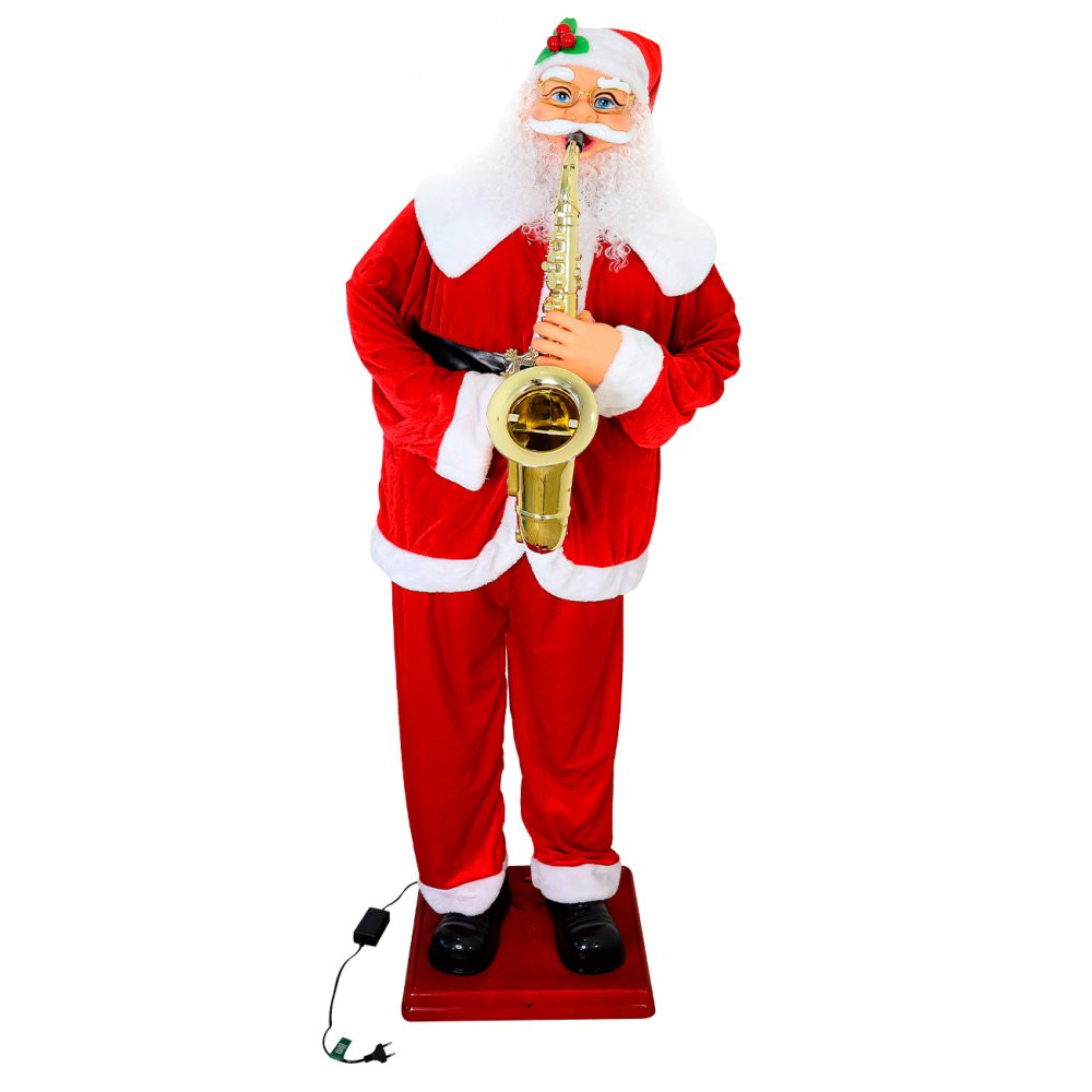Papai Noel Musical com Saxofone Bivolt 1,80m Luxo | Shopee Brasil