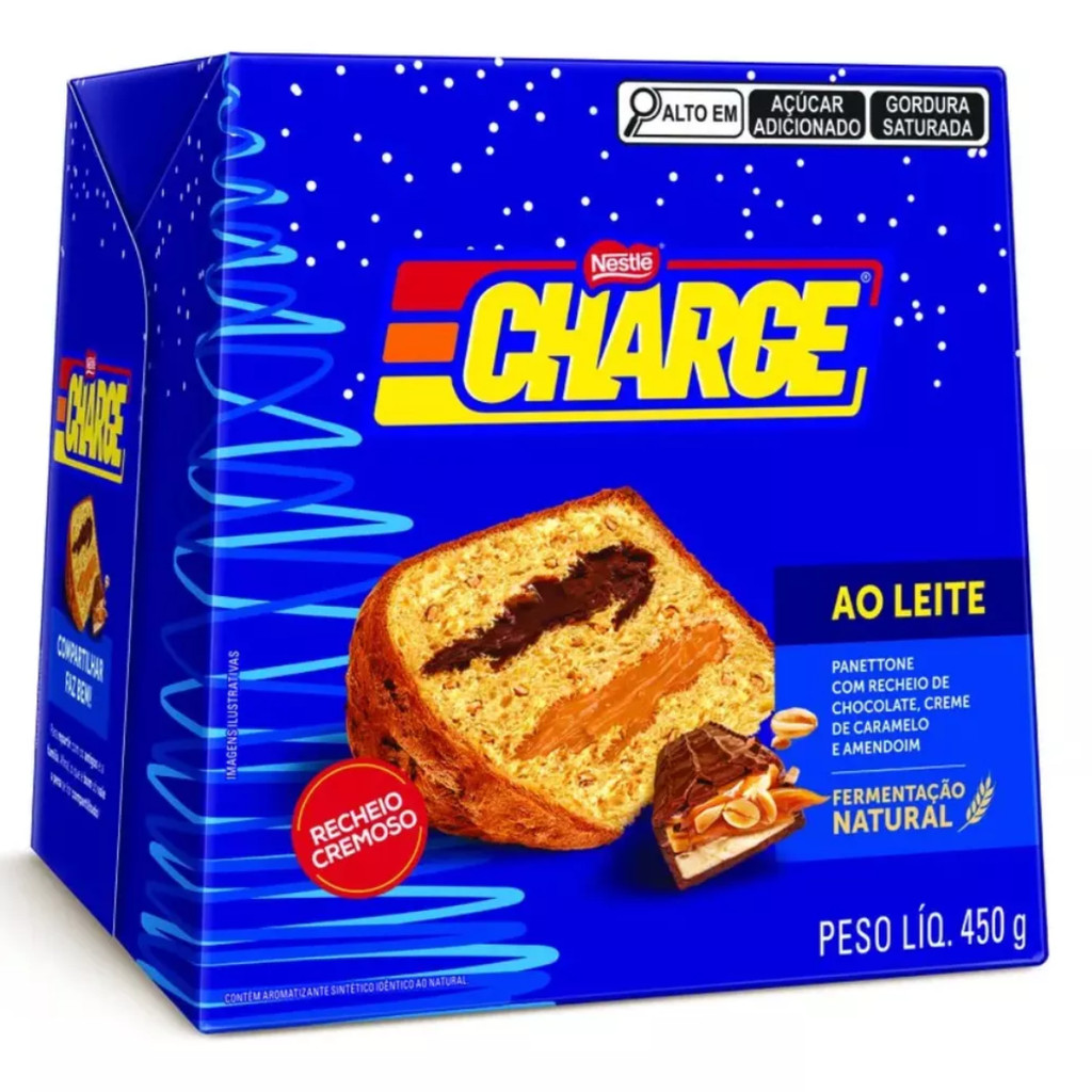 Chocotone Charge Recheio Chocolate, Caramelo E Amendoim Nestlé 450g ...