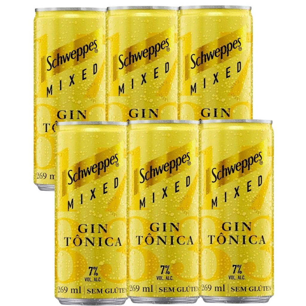 Kit c/6un Schweppes Gin Tônica Mixed 269ml Lata Amarela Sem Glúten ...