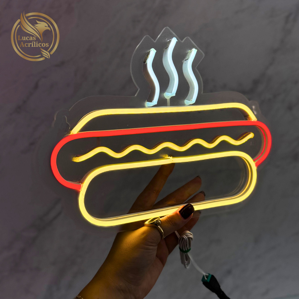 Painel de Acrílico com Led Hot Dog 30X21 | Shopee Brasil