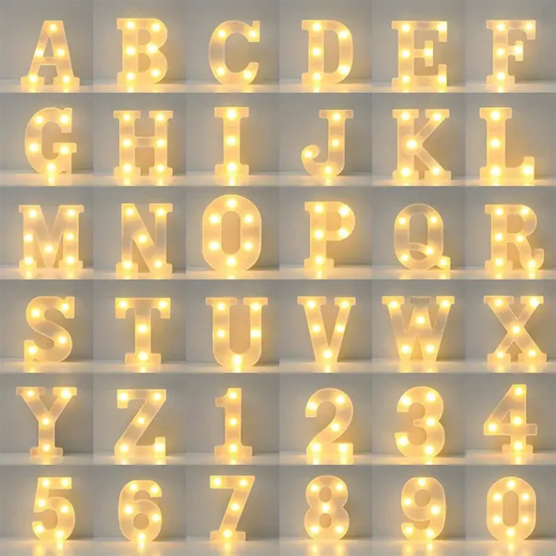 22cm Letras e números de luz quente LED, usando baterias como luz de ...