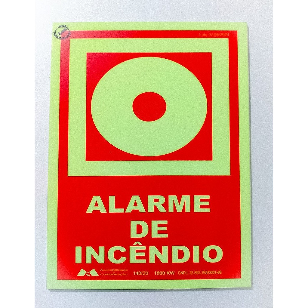 Kit Placa de Sinalização Rota de Fuga de Emergência Alarme de Incêndio ...