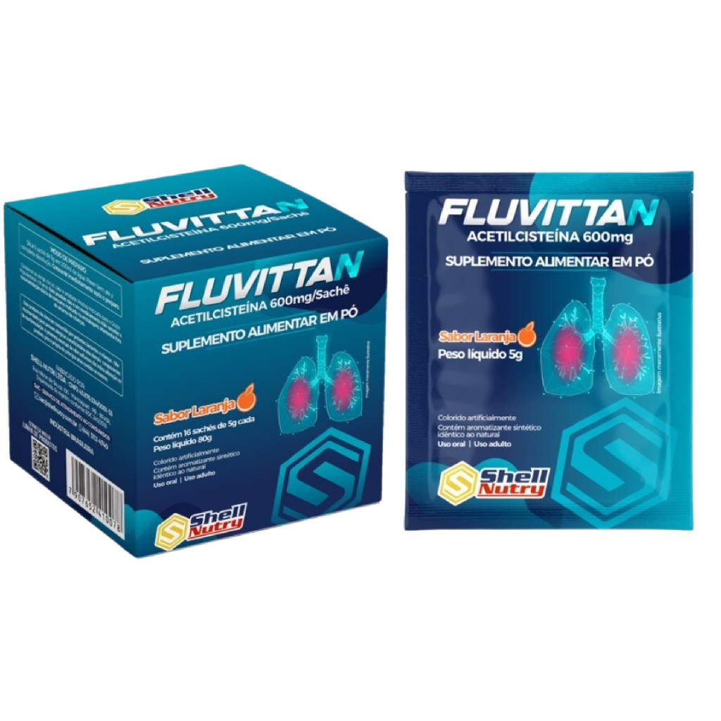 Suplemento Alimentar Em Pó Fluvittan Acetilciteína 600mg/Sachê Sabor ...