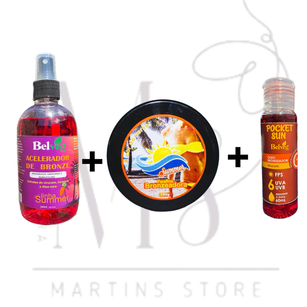kit Acelerador de bronze Spray + Parafina Bronzeadora Acelerador + Óleo ...