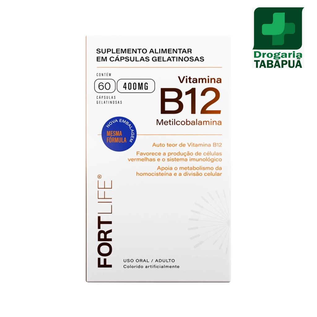 Vitamina B12 400mg Metilcobalamina 60 cápsulas gelatinosas FortLife ...